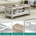 Dextrus Farmhouse Coffee Table 2-Tier Wood Center Table with Storage ...