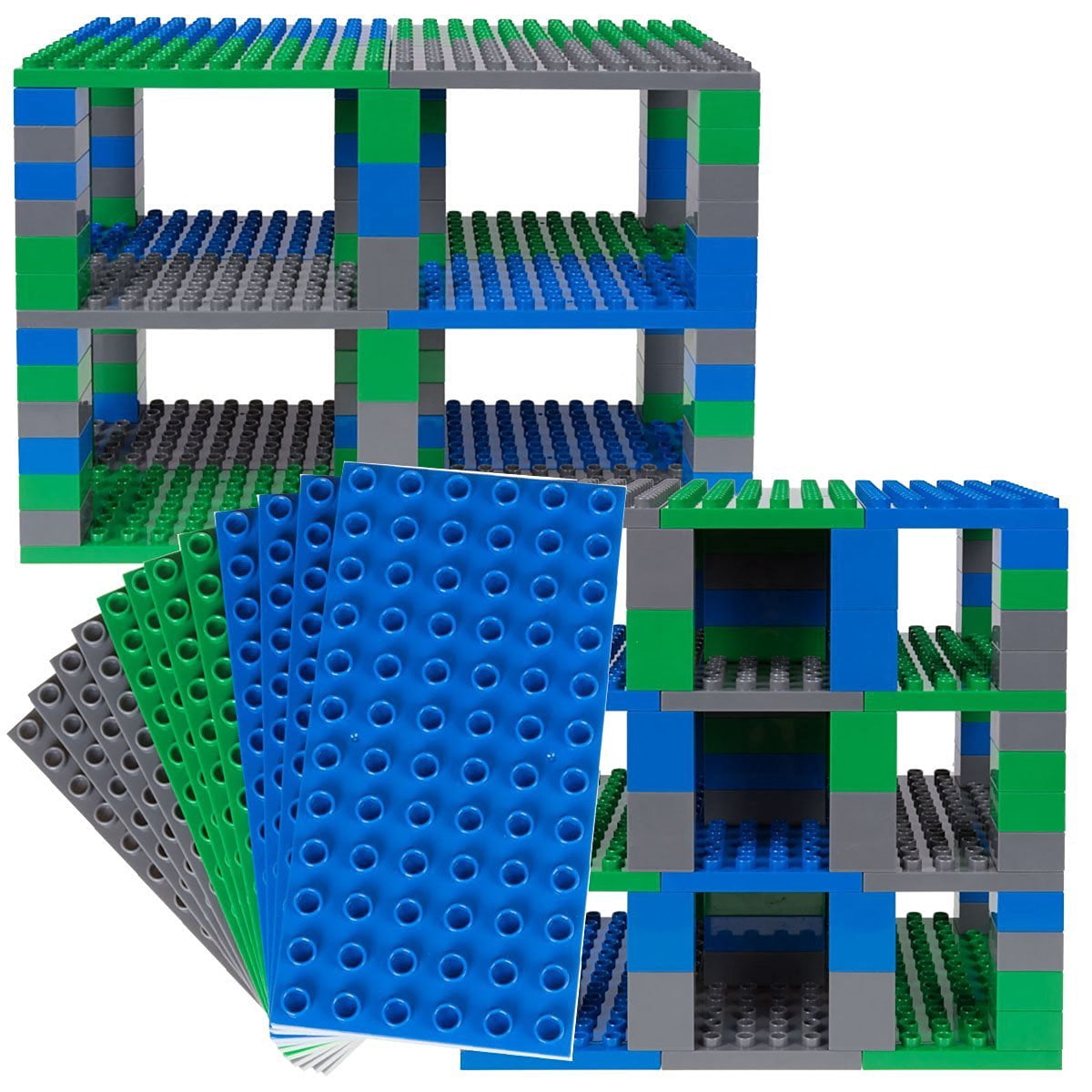 Premium Big Briks Blue, Green, and Gray Baseplate Tower Construction ...