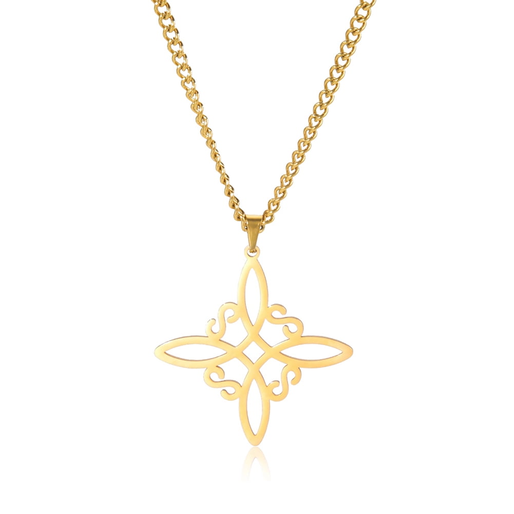 EUEAVAN Witch Knot Gold Necklace Witchcraft Stainless Steel Necklaces ...