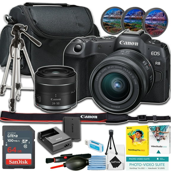 Canon EOS R8 Mirrorless Camera + RF 24-50mm f/4.5-6.3 is STM Lens ...
