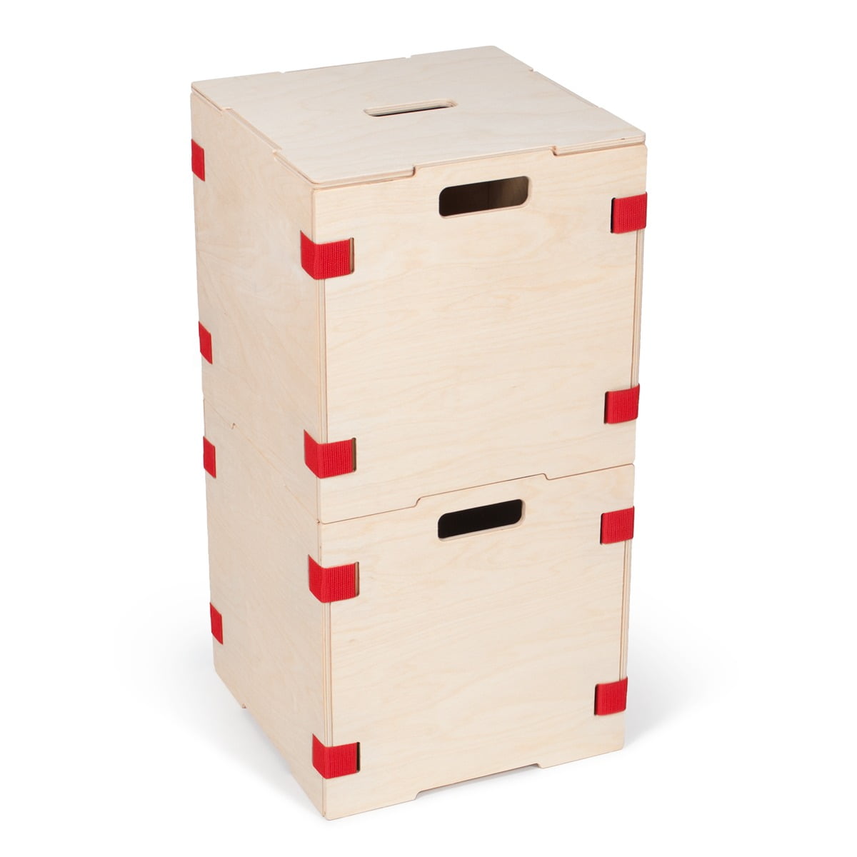 Stackable Wood Cube Storage Boxes - Red- Set of 2 Boxes and 1 Lid ...