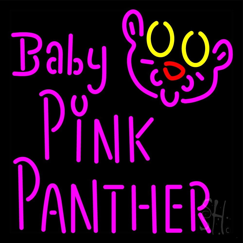 Baby Pink Panther LED Neon Sign 24 x 24 - inches, Black Square Cut ...