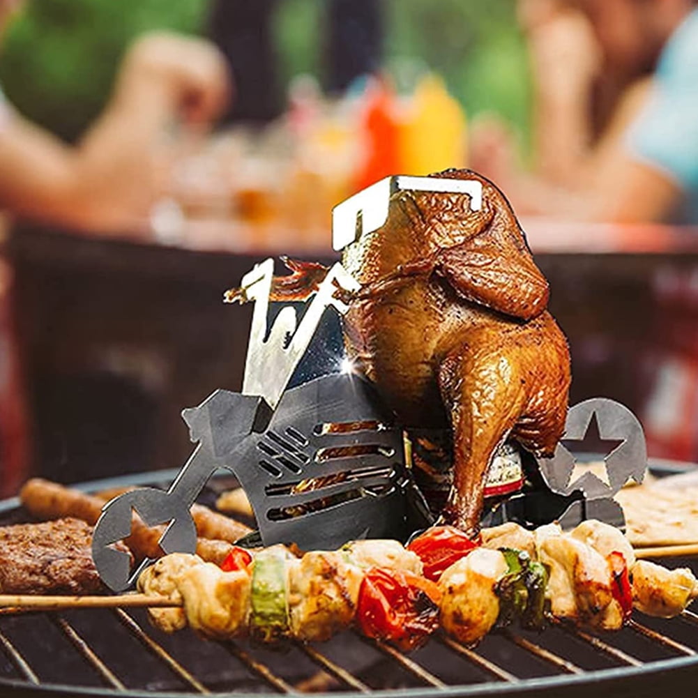 BBQ Chicken Roaster Rack BBQ Rack Motorbike Barbecue Stand Stainless ...