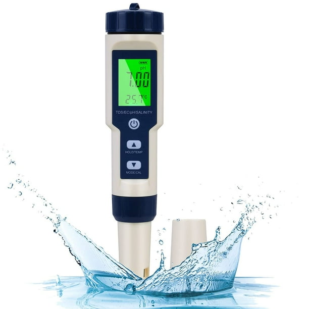 PH meter, 5-in-1 PH / TDS / EC temperature tester with backlight, 0 -14 ...