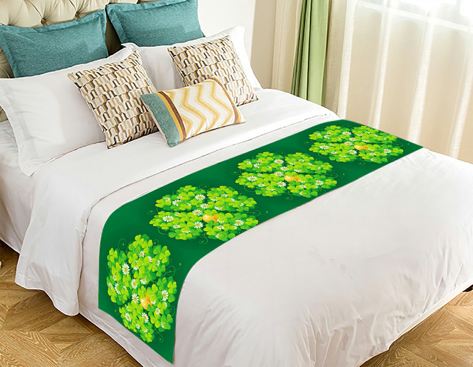 GCKG Happy St.Patrick's Day Bed Runner Bedding Scarf Bedding Decor ...