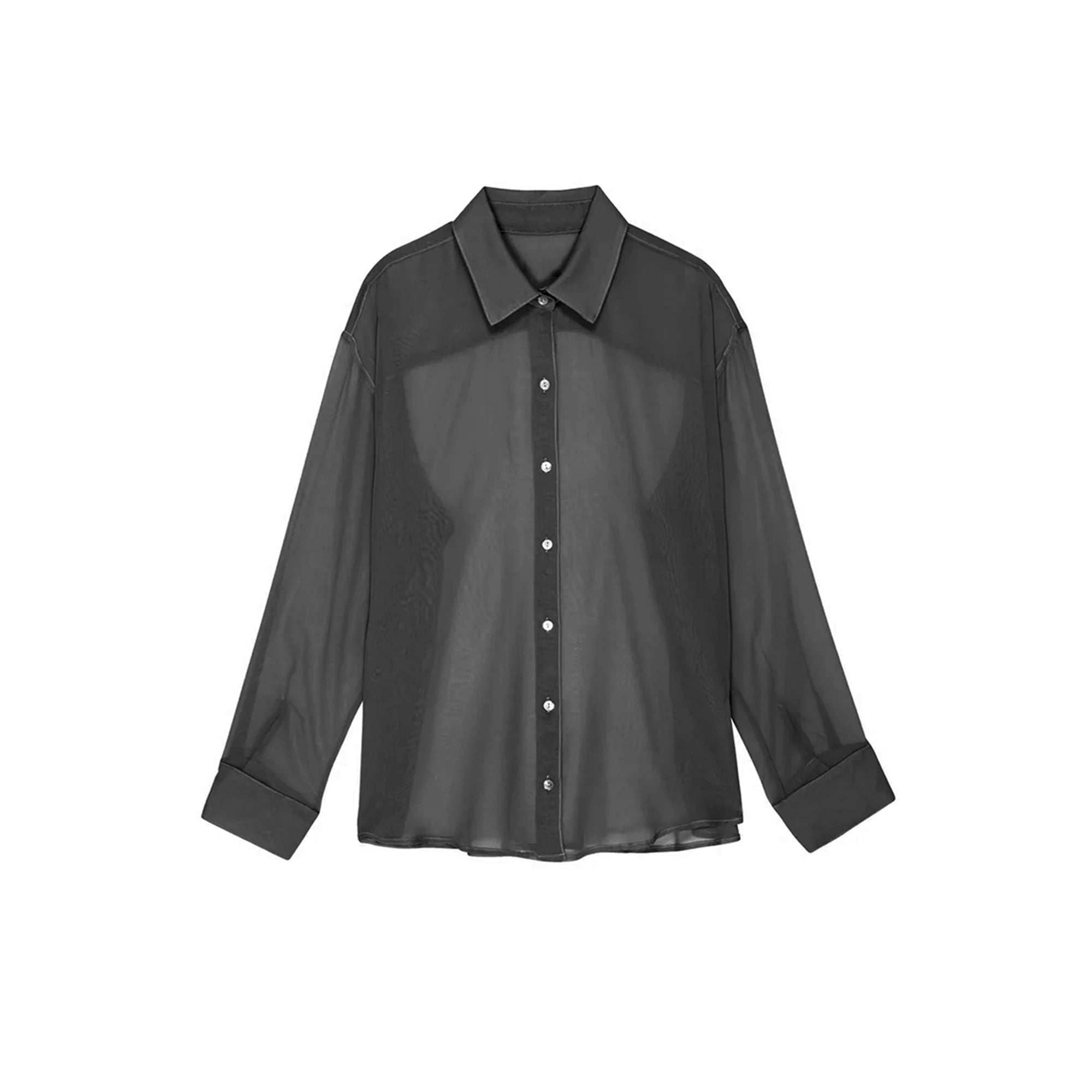 Click here for Gupgi Women Mesh Sheer Shirt Button Up Blouse Long... prices
