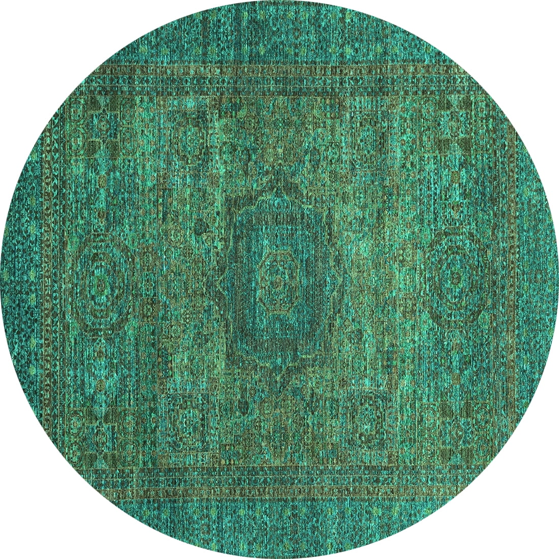 Ahgly Company Indoor Round Abstract Turquoise Blue Modern Area Rugs, 7 ...