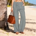 Htigea Women's Cotton Linen Drawstring High Waisted Pants Casual ...
