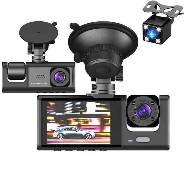 3 Channel Dash Cam Front and Rear Inside with 2" IPS Screen, 1080P ...