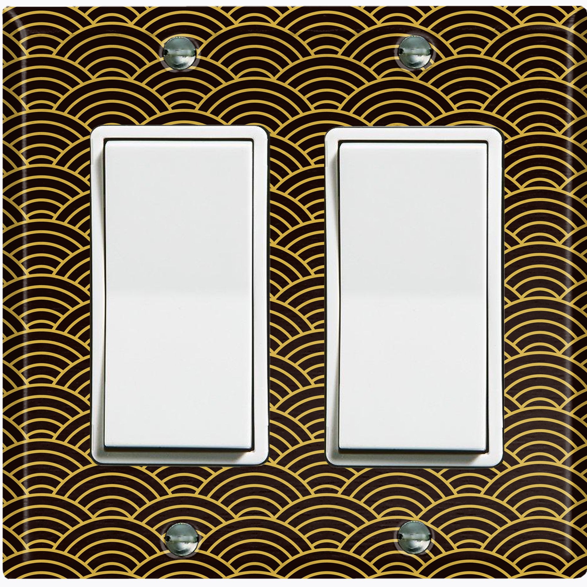 Metal Light Switch Plate Cover Japanese Sea Wave Pattern Black ...