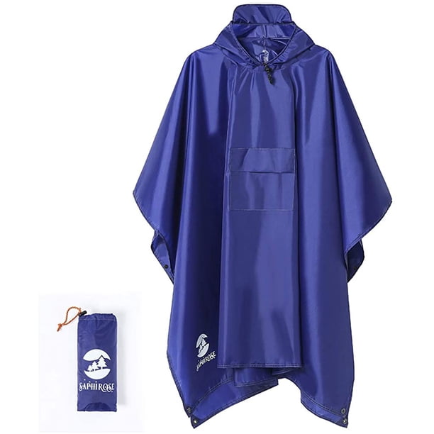 SaphiRose Hooded Rain Poncho Waterproof Raincoat Jacket for Adults ...
