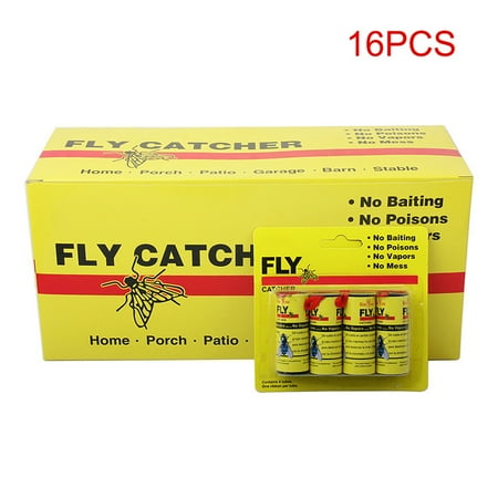 16 Pcs Fly Sticky Paper Strip Strong Glue Flying Insect Bug Mosquitos ...