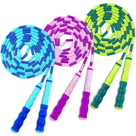 Jump Rope Soft Beaded Skipping Rope (3 Pack), Premium Adjustable Free ...