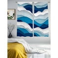 Abstract Ocean Sea Waves Chiffon Sheer Curtains 72 Inches Long Gradient ...