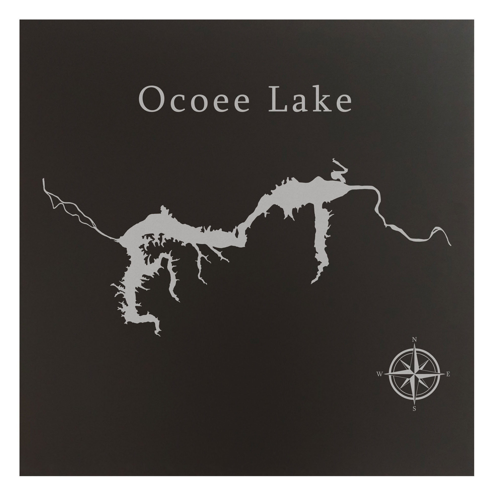 Ocoee Lake Map 24x24" Black Metal Wall Art Office Decor Gift Engraved ...