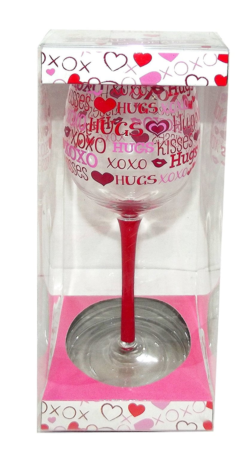 Valentine's Wine Glass (XOXO, Hugs, Kisses ) - Walmart.com