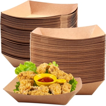 Abbraccia 100Pcs Disposable Serving Basket Kraft Paper Food Trays Heavy ...