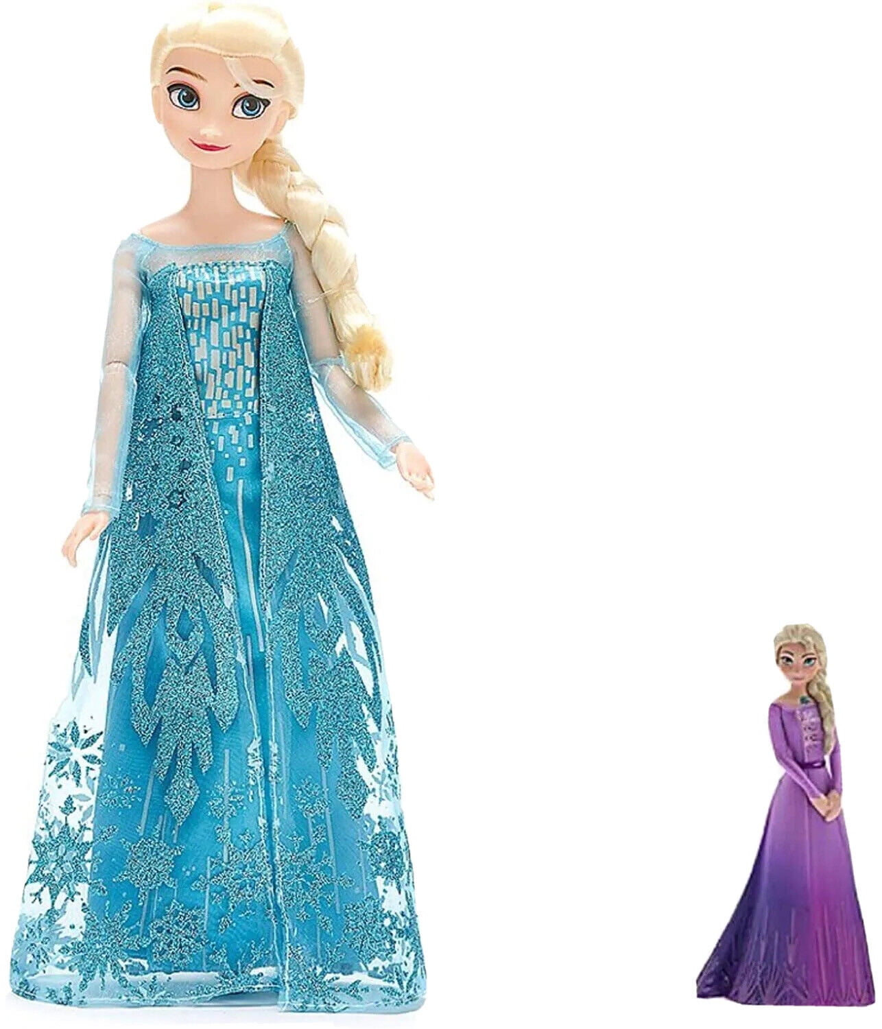 Elsa 12” Classic Doll & 3” Purple Gown Queen Pvc Figure Figurine Cake ...