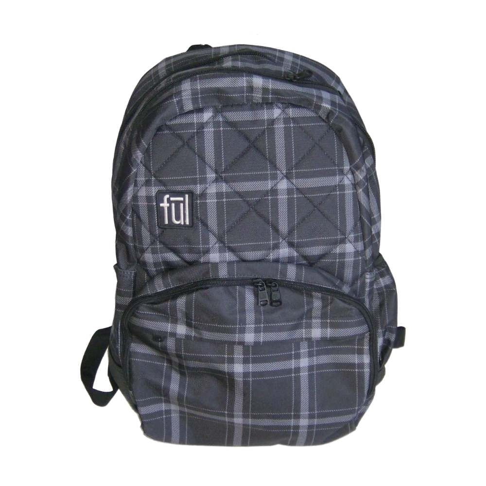 ful - Ful Black & Gray Plaid Backpack Sport School Travel Back Pack ...
