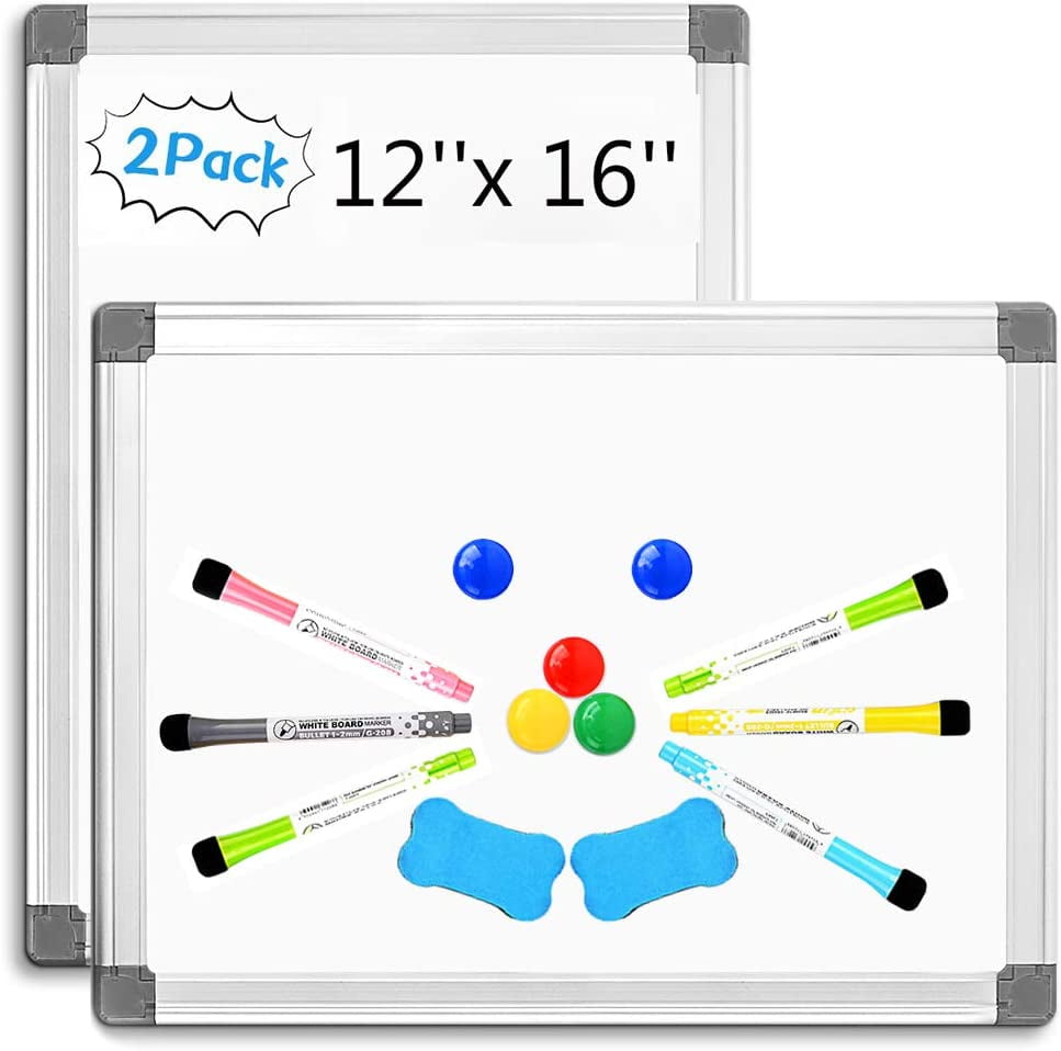 2 Pack Small Dry Erase White Board 12" x 16", Handheld Magnetic ...