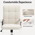 White Office Chair with Soft Leather, Swivel Executive Office Desk ...