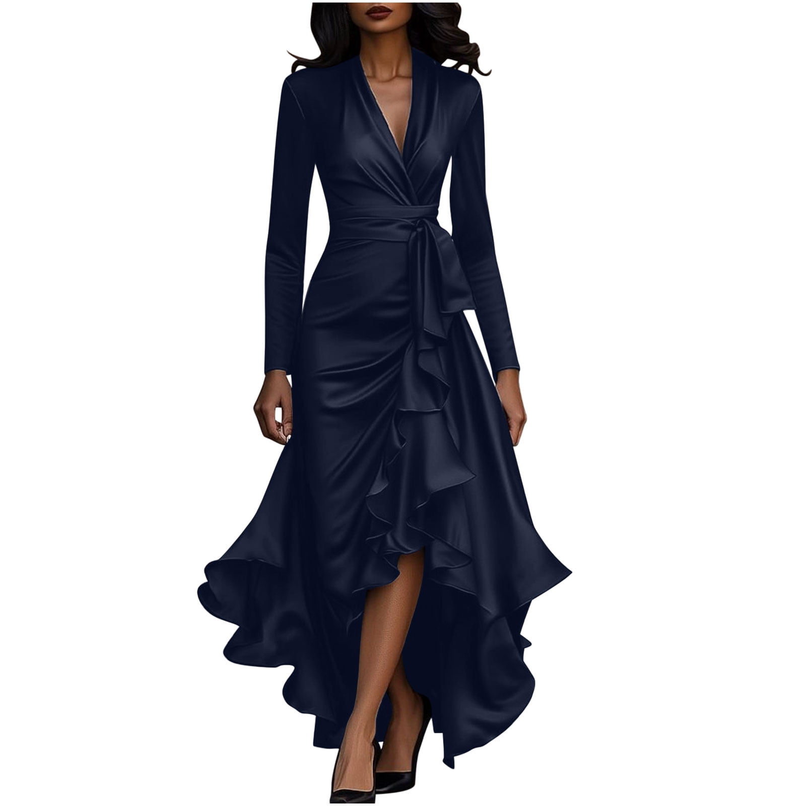 Click here for Gnurob Womens Satin Wrap Maxi Dress Elegant V Neck... prices