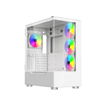 DIYPC ARGB-Q3-W White USB3.0 Tempered Glass Micro ATX Gaming Computer ...