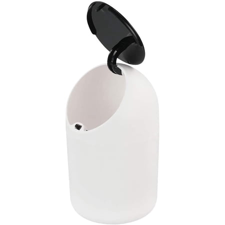 2 L White Desktop Tiny Waste Can, Mini Trash Bins with Black Lid ...