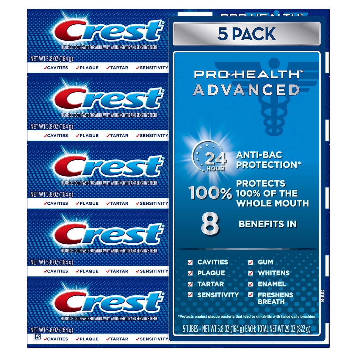 Crest Pro Health Advanced Toothpaste, 5.8 Ounce (Pack of 5) - Walmart.com