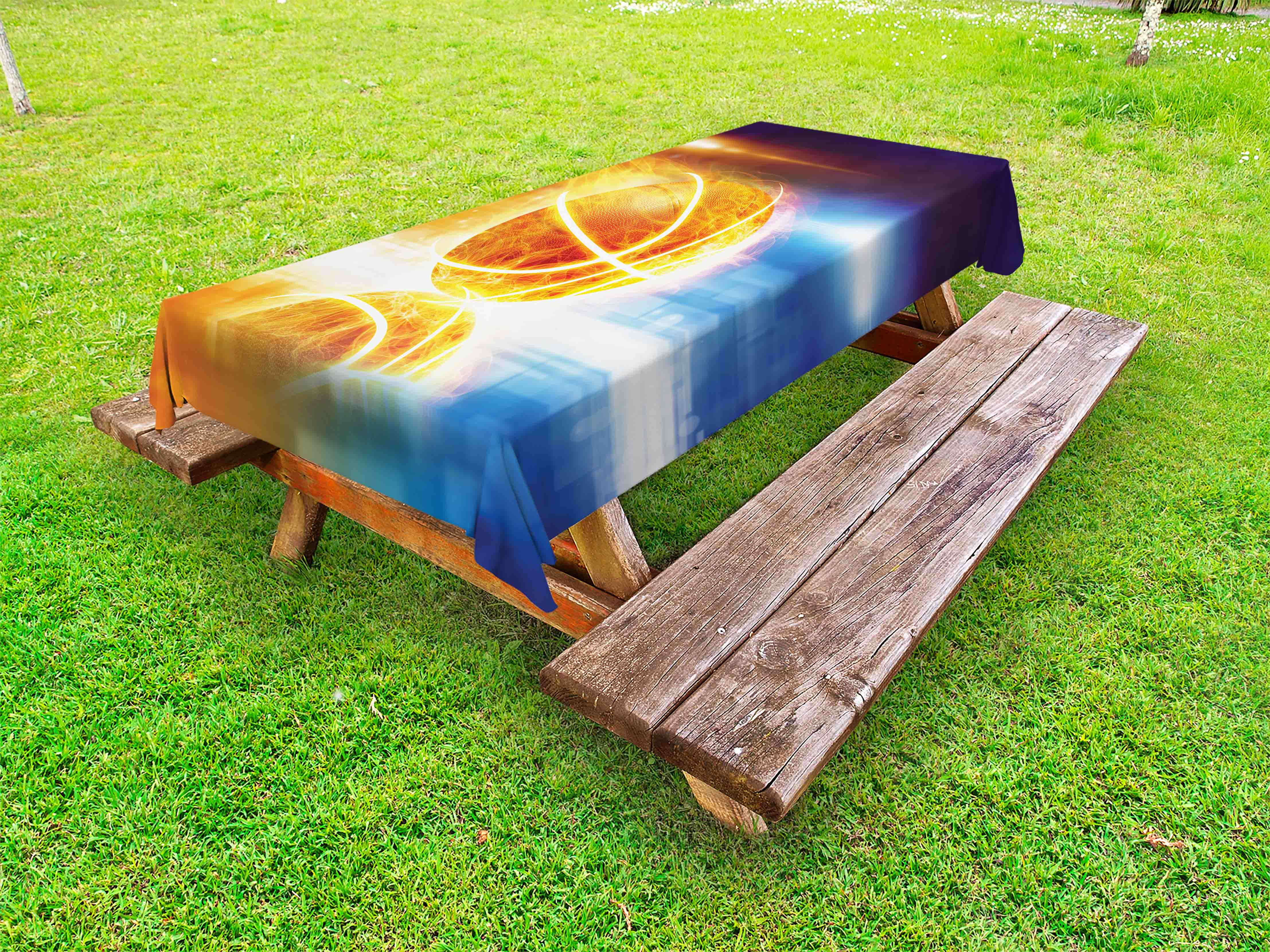 Basketball Outdoor Tablecloth, Abstract Sports Background Burning ...