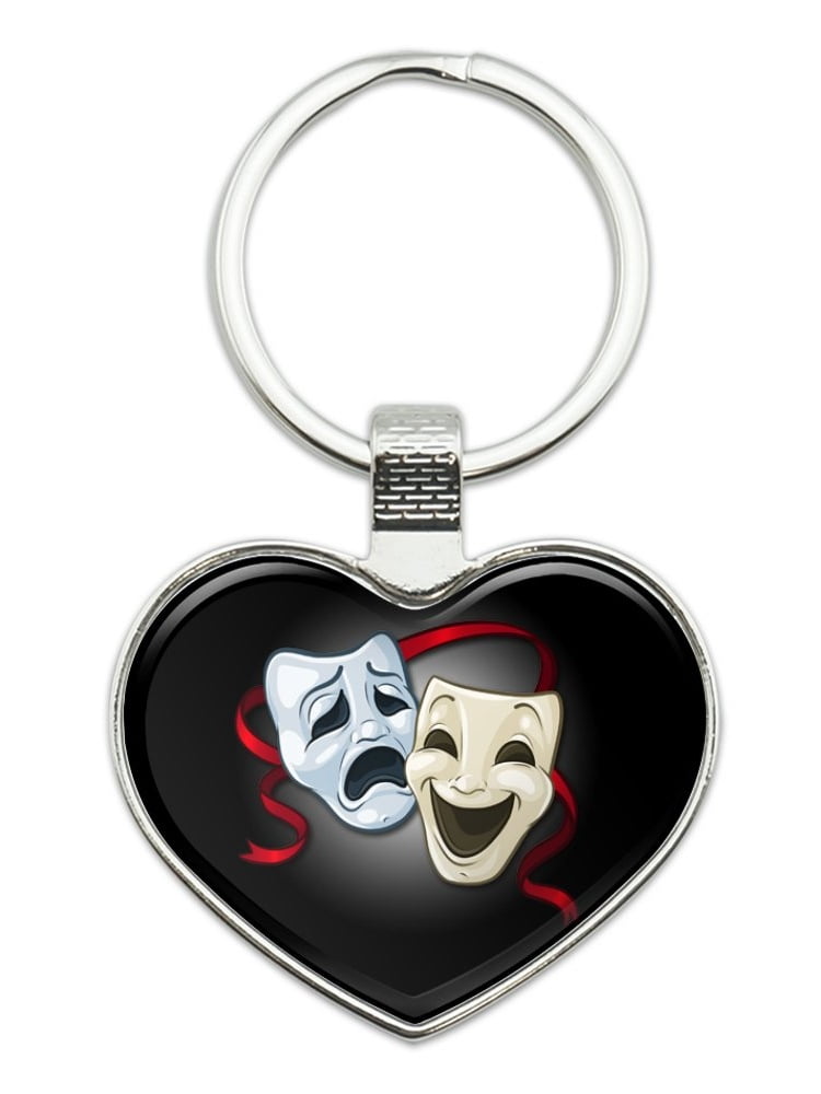 Drama Comedy Tragedy Masks Theater Heart Love Metal Keychain Key Chain ...