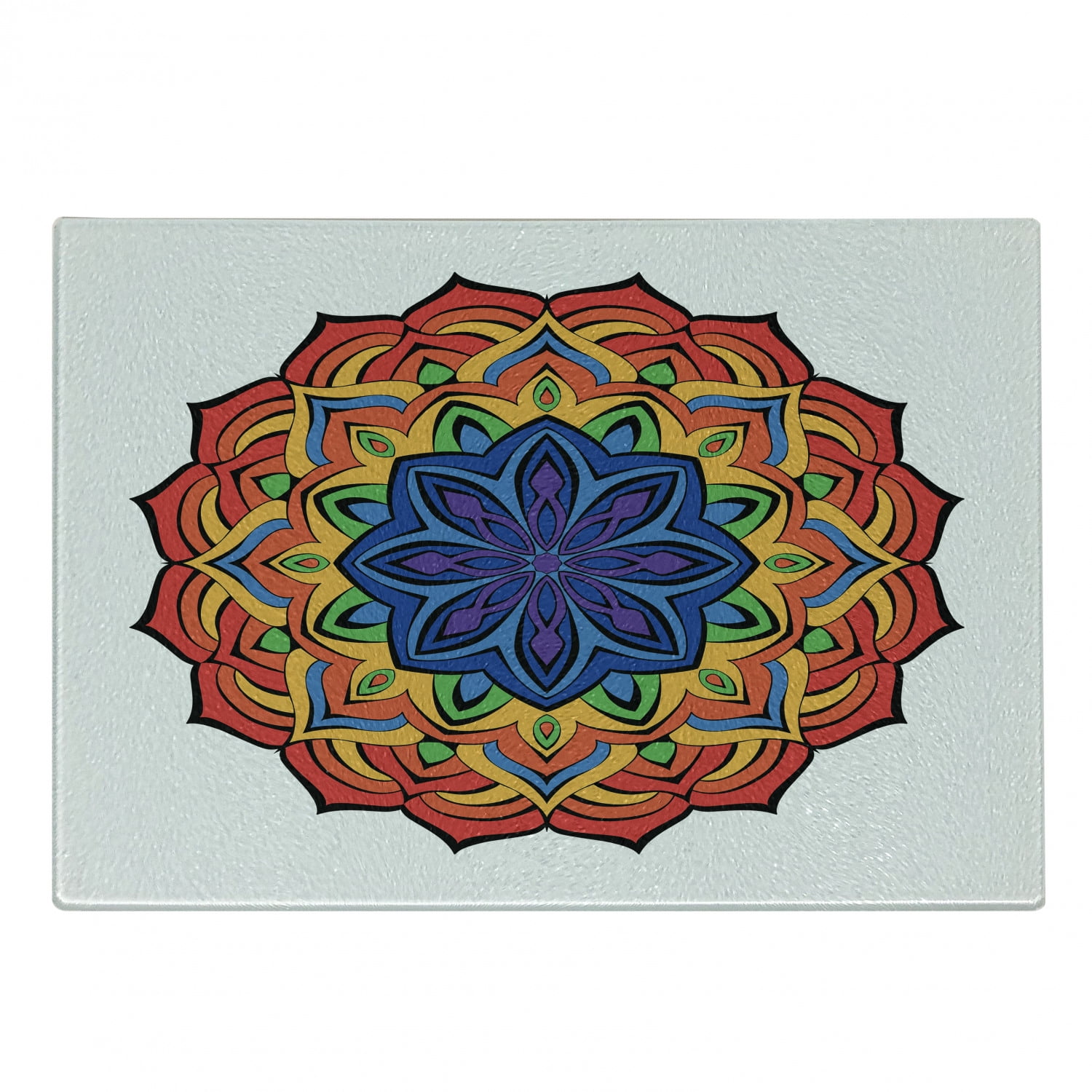 Rainbow Mandala Cutting Board, Cinnamon Flower Motif Bohemian Mandala ...