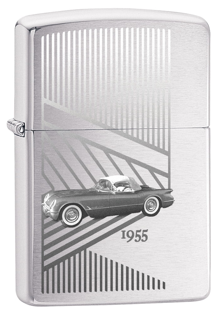 Zippo Lighter: Chevrolet Corvette 1955 Convertible - Brushed Chrome 78933 - Walmart.com