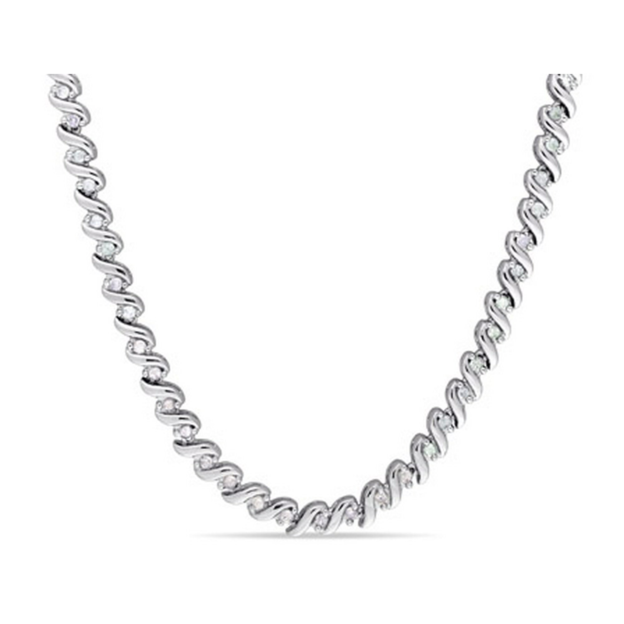Click here for Miabella 1 Ct Tw Diamond Tennis Necklace In Sterli... prices