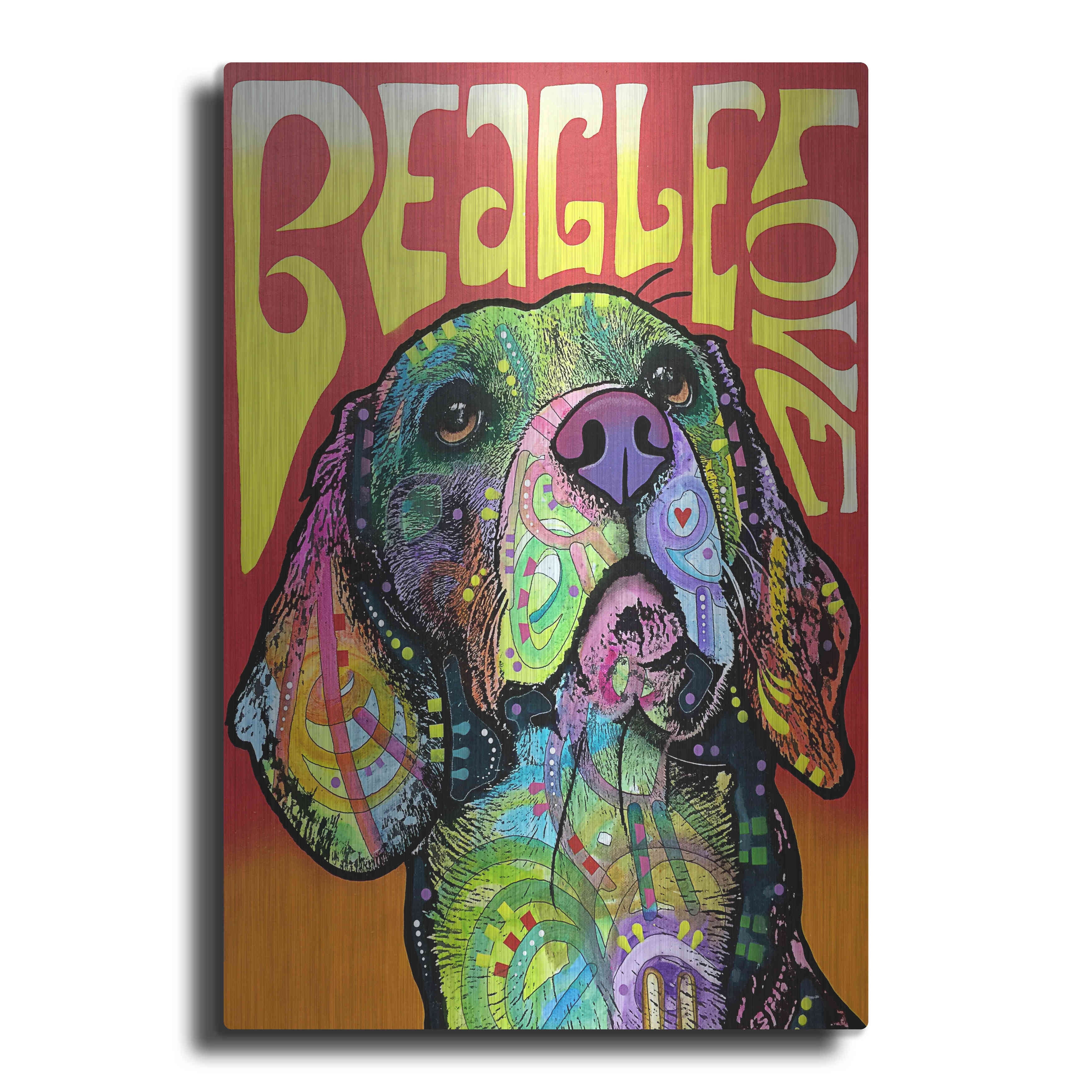 Luxe Metal Art 'Beagle Love' by Dean Russo, Metal Wall Art, 24"x36 ...