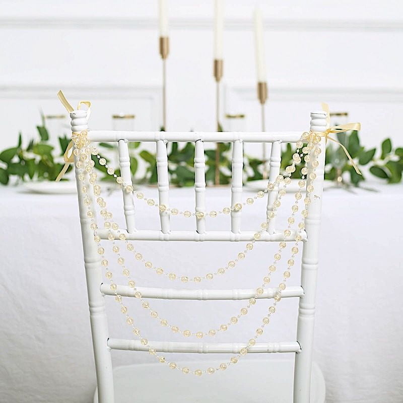 BalsaCircle 16 in Amber Pre-Tied Faux Pearl Garland Chiavari Chair Back ...