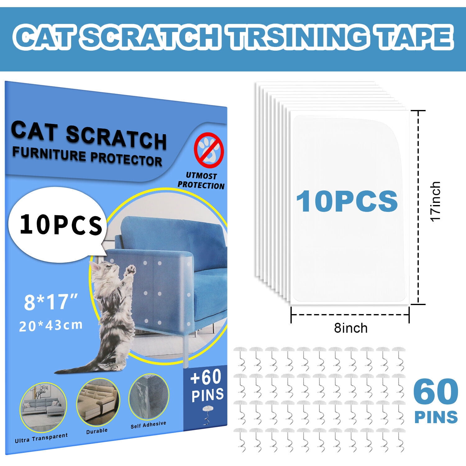 Elegant Choise 10Pcs Cat Scratch Tape Protectors for Furniture Anti ...