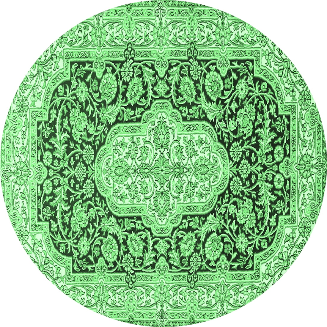 Ahgly Company Indoor Round Medallion Emerald Green Traditional Area ...