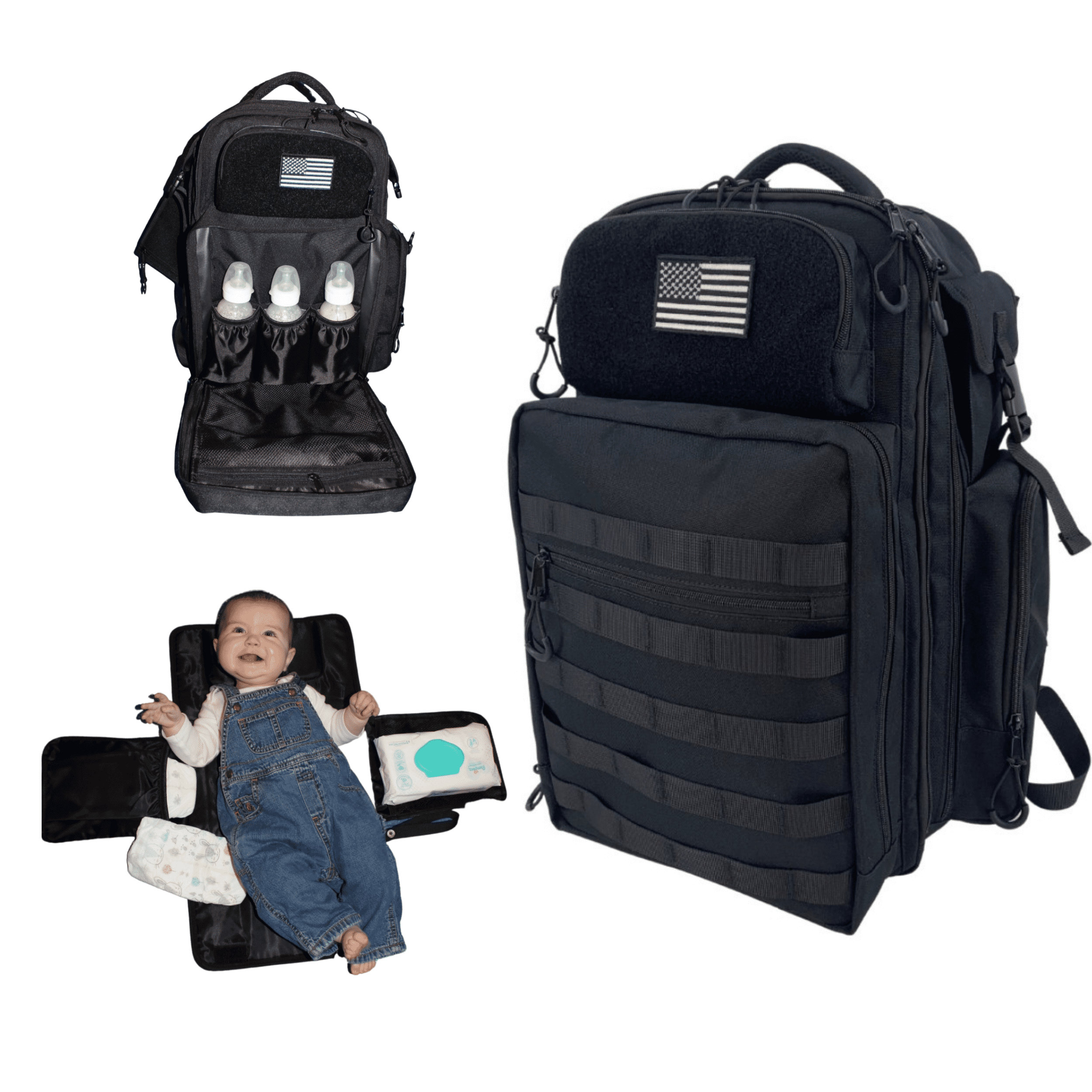 PKB Dad Diaper Bag | Military Diaper Backpack | Large Diaper Bag | Mens ...
