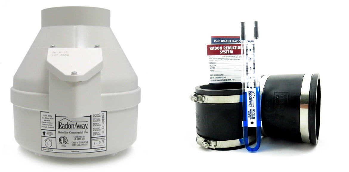 RadonAway XP201 Radon Mitigation Fan + 4x4 Install Kit - Walmart.com