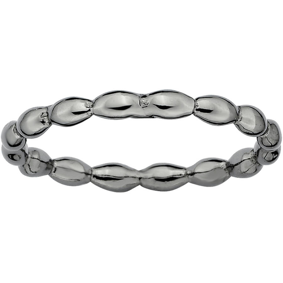 Stackable Expressions - Sterling Silver Black-Plated Rice Ring ...