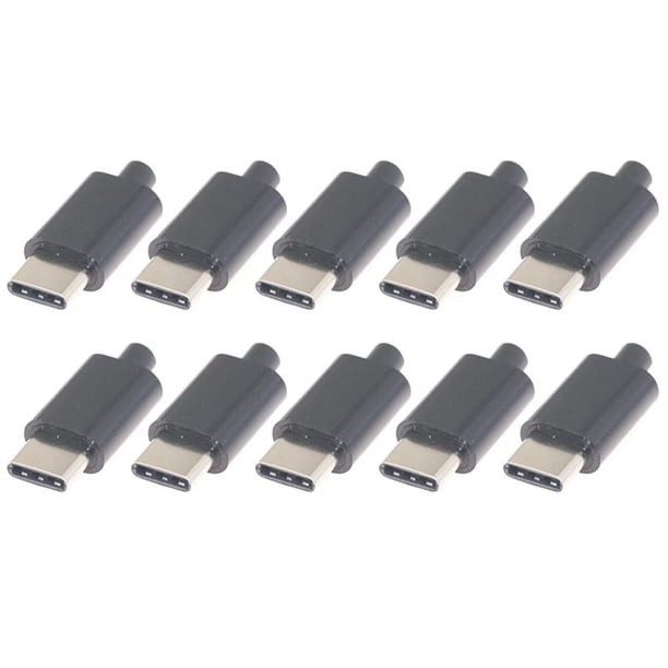 10 conectores USB tipo C 3.1 de 3 A para carga rápida, conector macho ...