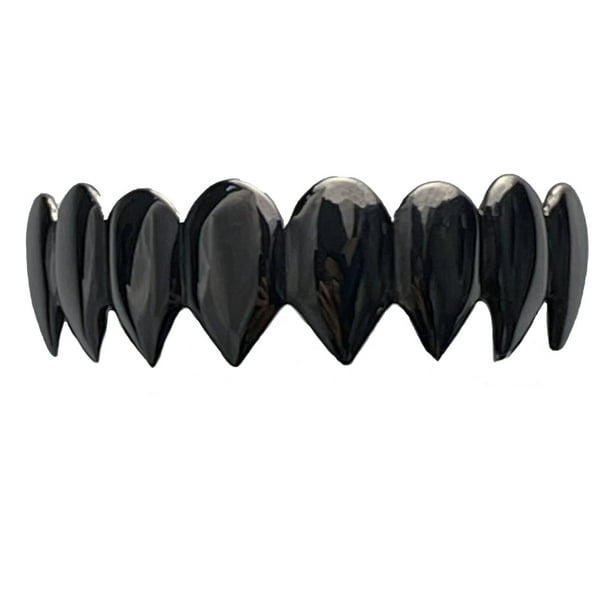 Black Shark Grillz Eight Top Teeth 8 Tooth Vampire Fangs Mouth Hip Hop ...