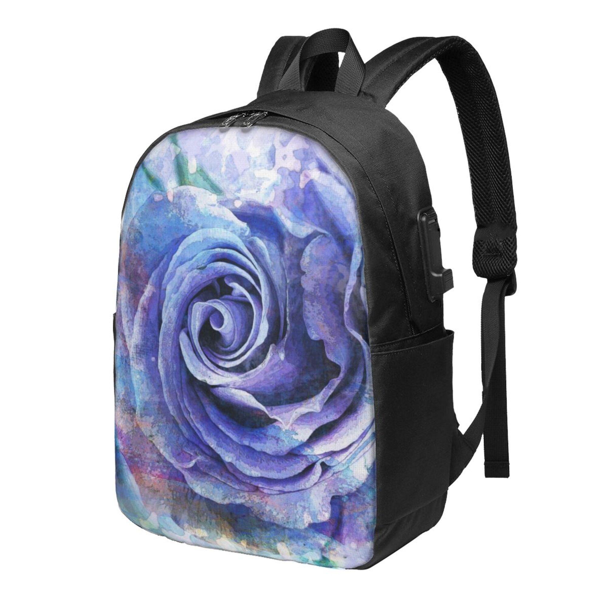 YFYANG 17" Laptop Backpack, Purple Watercolor Roses Fashion Travel Work ...