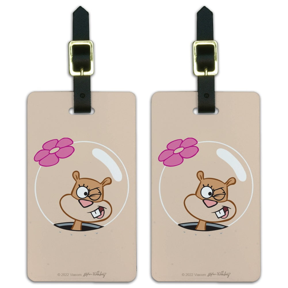 SpongeBob Sandy Wink Face Luggage ID Tags Suitcase Carry-On Cards - Set ...