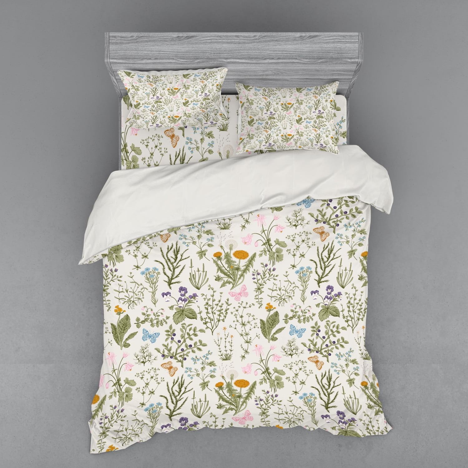 Floral Duvet Cover Set Vintage Garden Plants Herbs Flowers Botanical