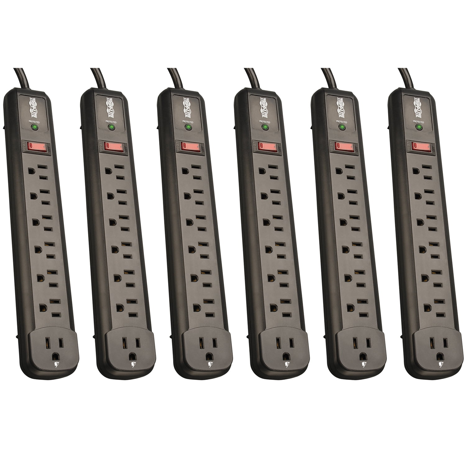 6 Pack Tripp Lite TLP74RB 7-Outlet Surge Protector - Walmart.com ...
