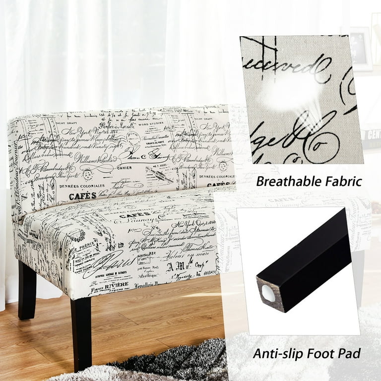Costway armless loveseat sofa fabric settee bench bed chair wooden leg living room store