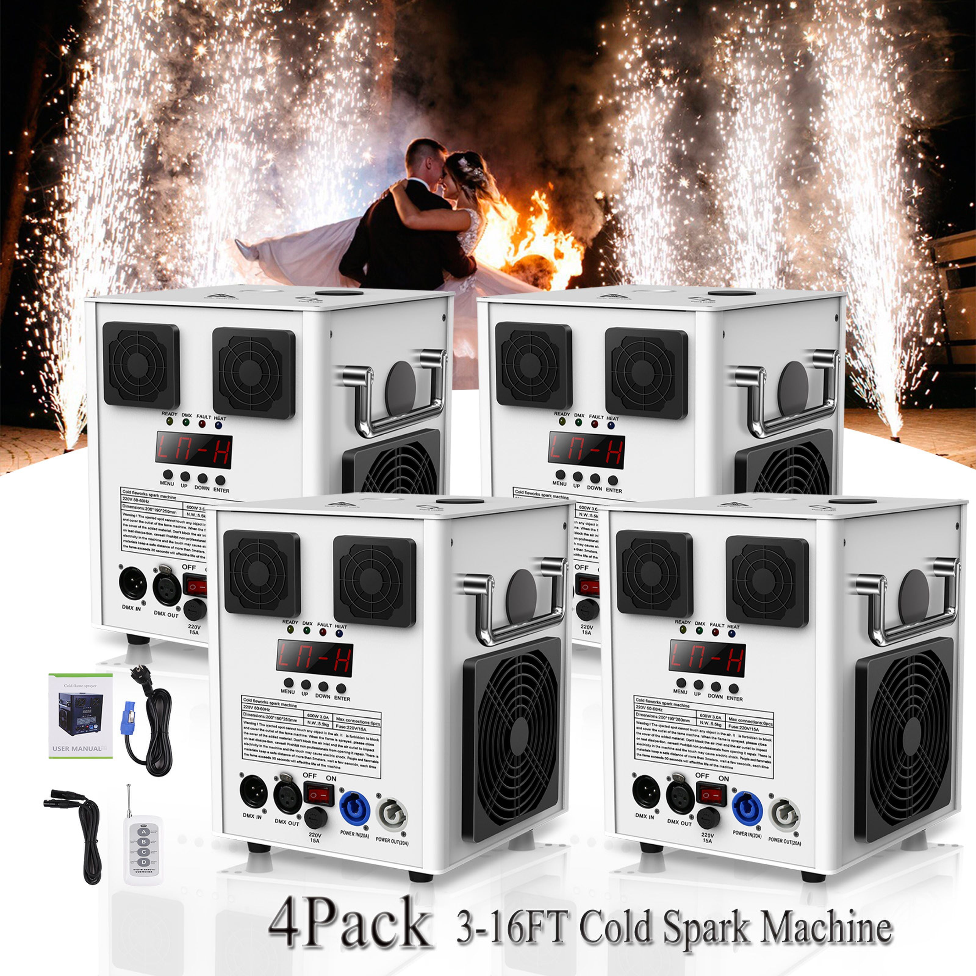 Cold Spark Machine Adjustable 3-16FT Wireless Remote Control Stage ...