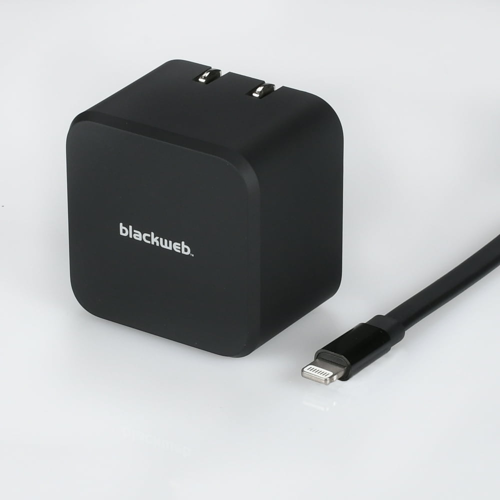 onn. Wall Charger With Lightning Sync And Charge Cable, 2.1 Amp, Black ...